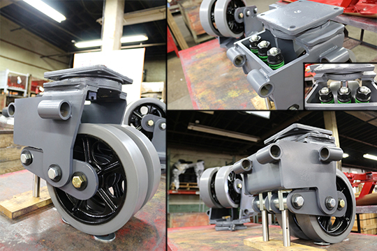 Humongous spring-loaded casters put the cush in cushion.